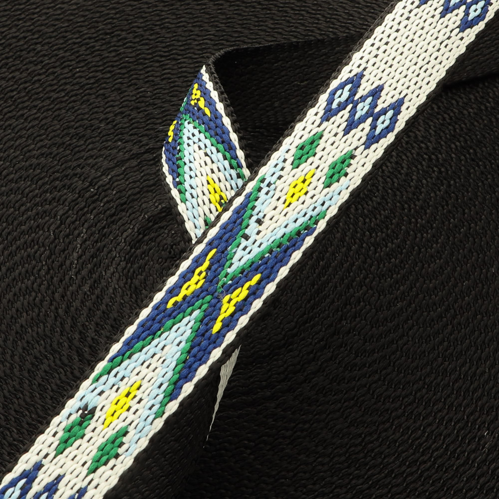 Blue 20 mm (3/4") Aztec Print Hitched Webbing