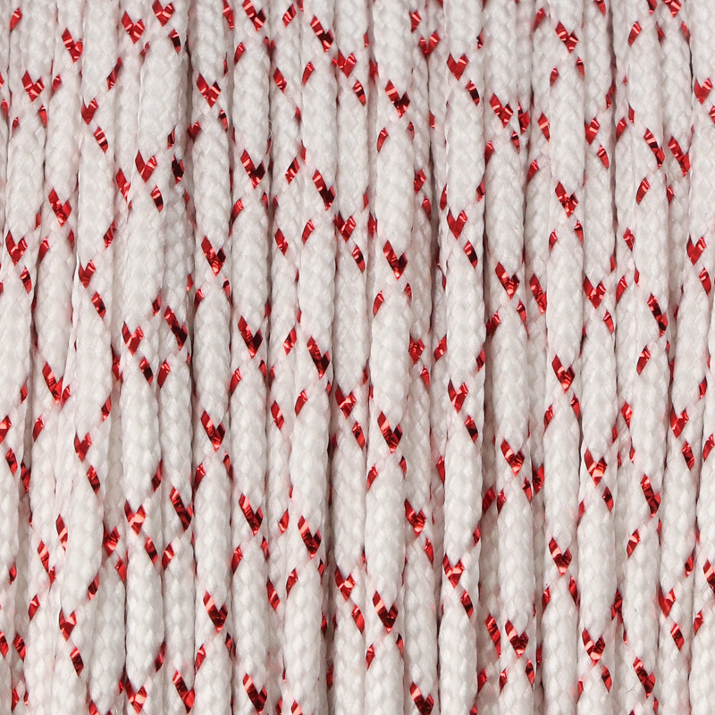 Metallic White & Red Metlon Tracers Paracord Type I
